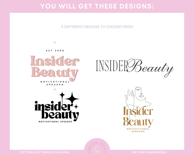 Logo Template Canva | Editable Logo Design | Insider Beauty | Logo for ...