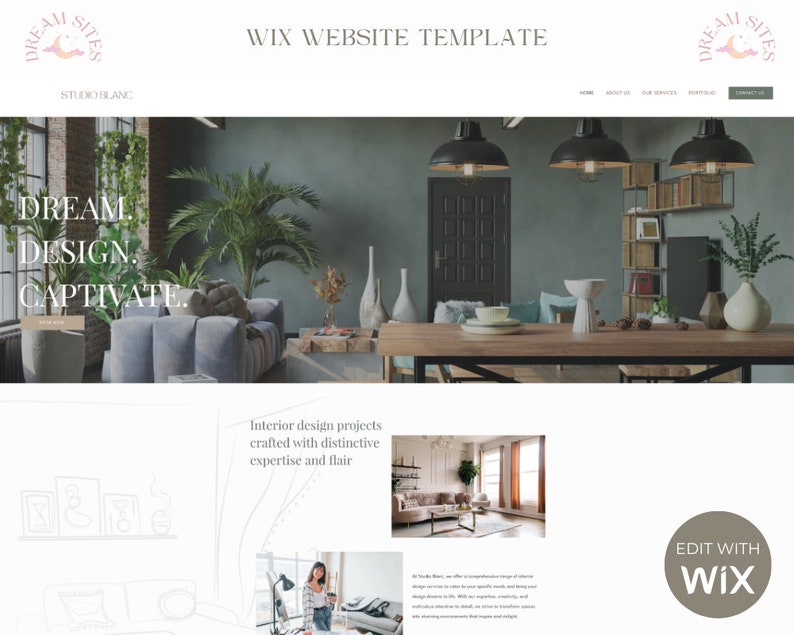 Studio Blanc Wix Website Template | Website Template for Interior ...