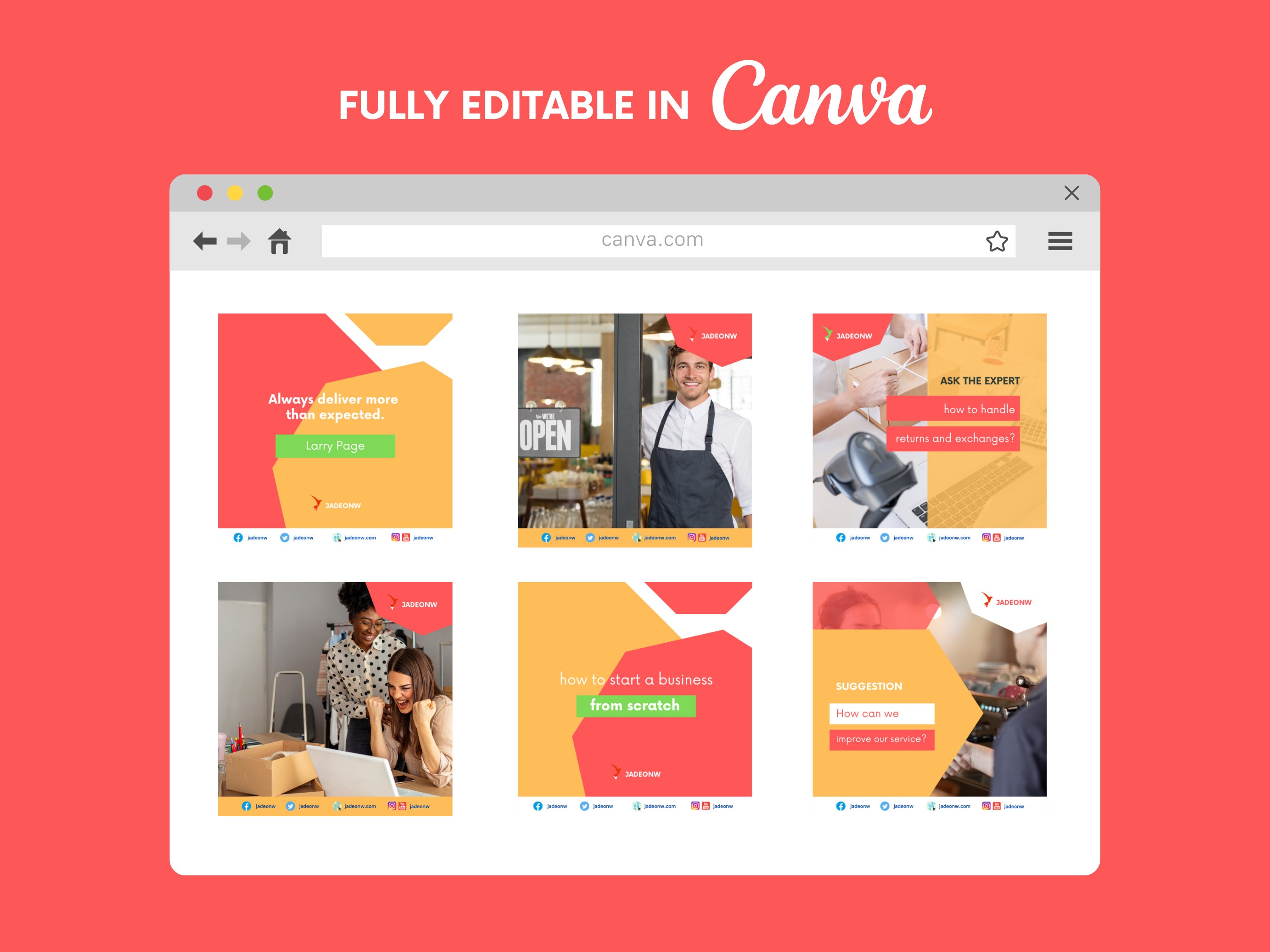 Social Media Posts for Businesses | Canva Templates | Unique Canva ...