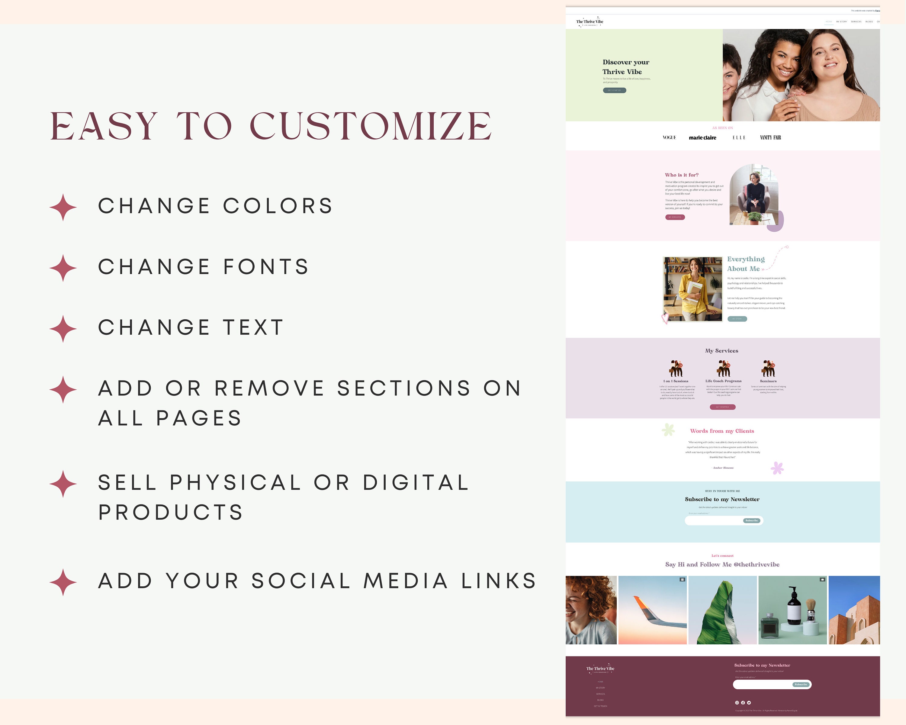 The Thrive Vibe Wix Template | Website Template for Life Coaches ...
