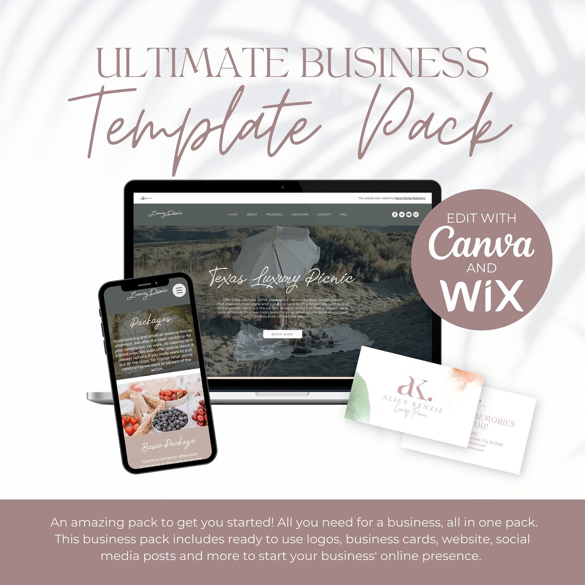 Ultimate Business Template Pack for Luxury Picnic Companies | Wix ...