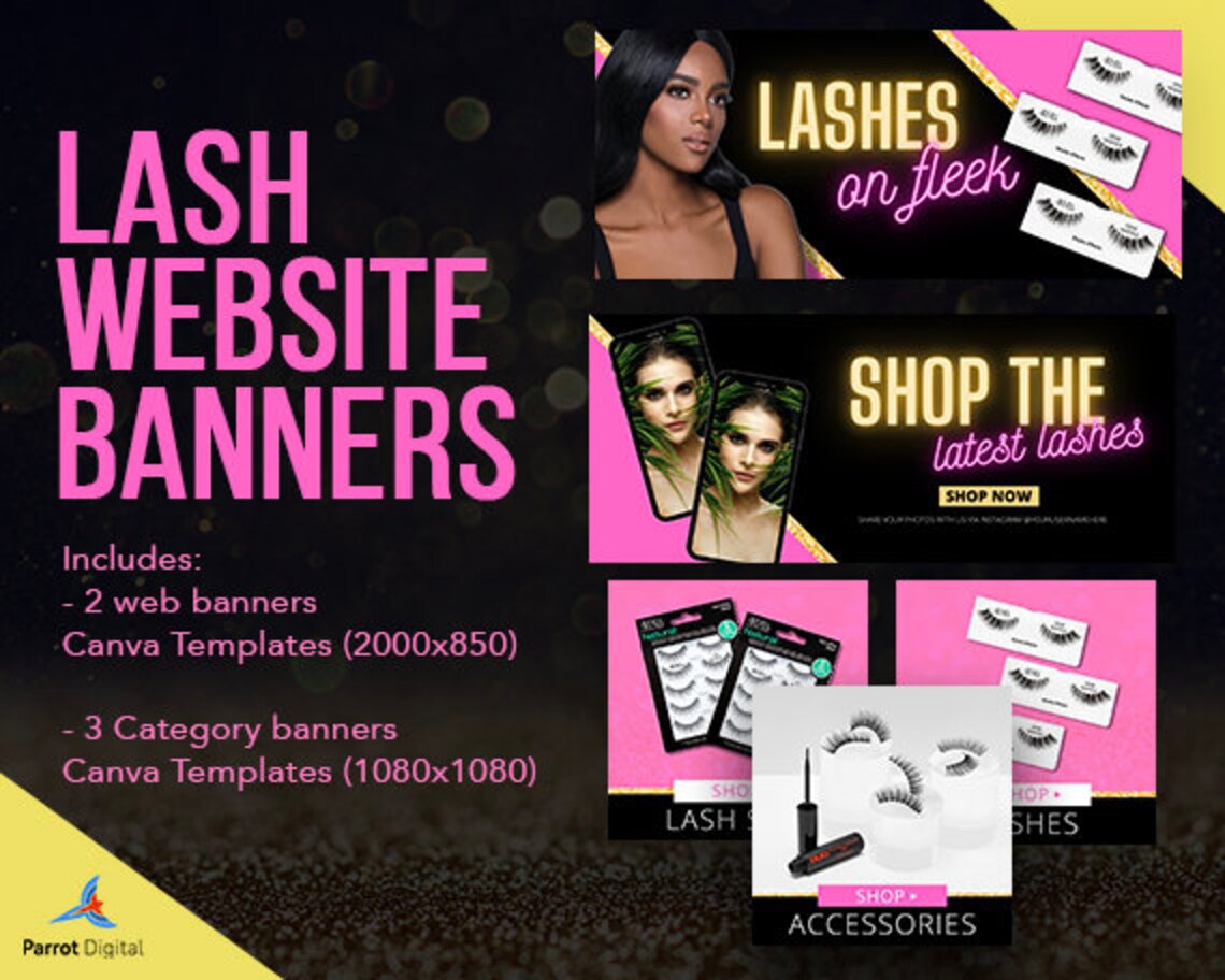 DIY Lashes Website Banners / Canva Template for Lash Banners / Lash ...