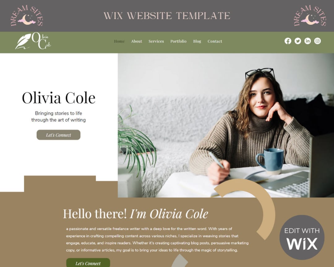 Freelance Writer Wix Website Template | Website Template for Writers ...