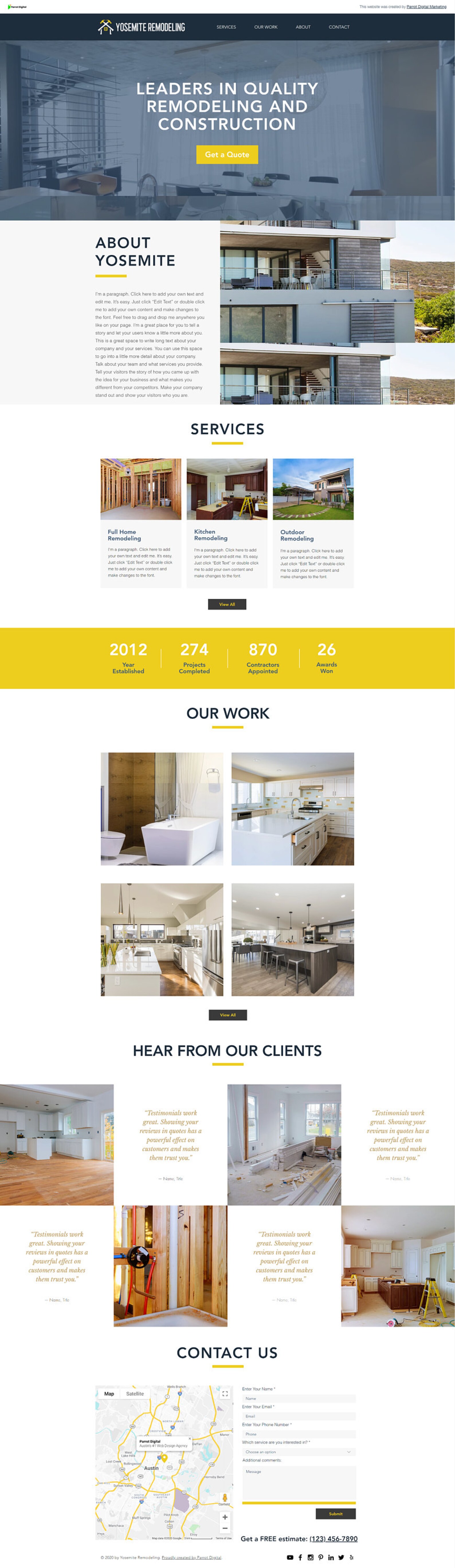 Wix Contractor Website Template / Remodeling Template Website / Wix ...