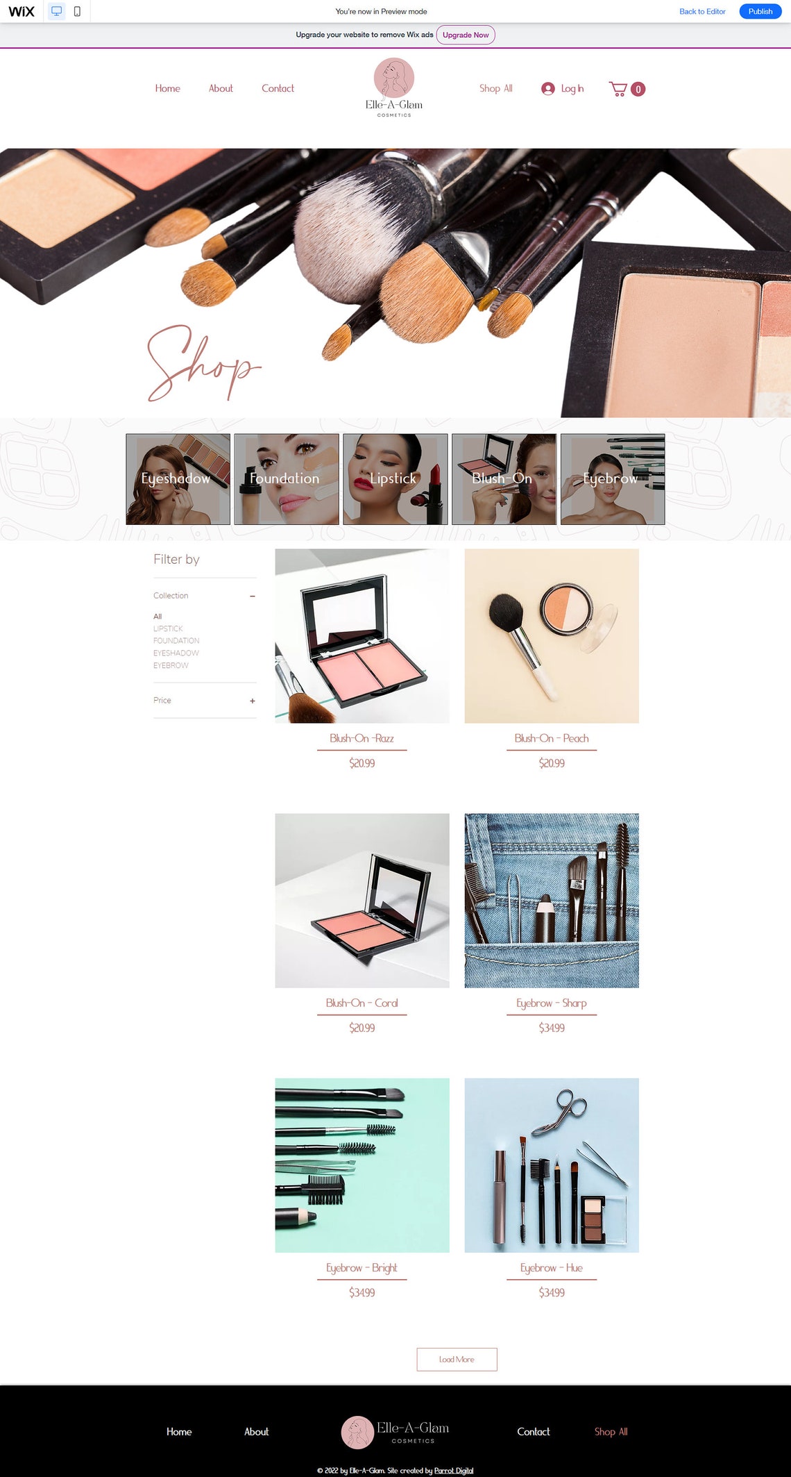 Wix Cosmetics Website Template | Website Template for Cosmetics E ...