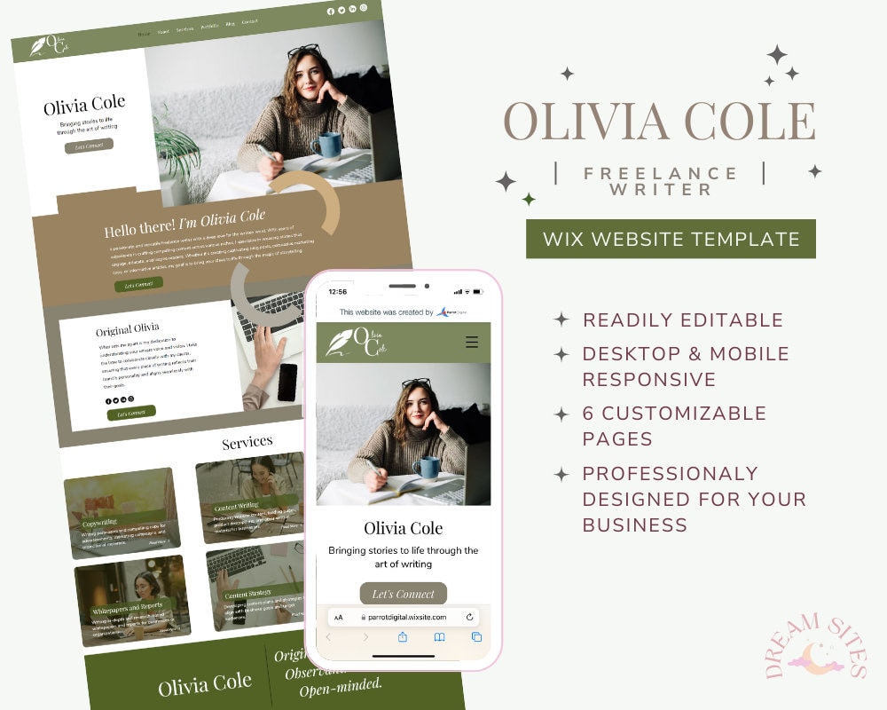 Freelance Writer Wix Website Template | Website Template for Writers | Modern and Creative ...