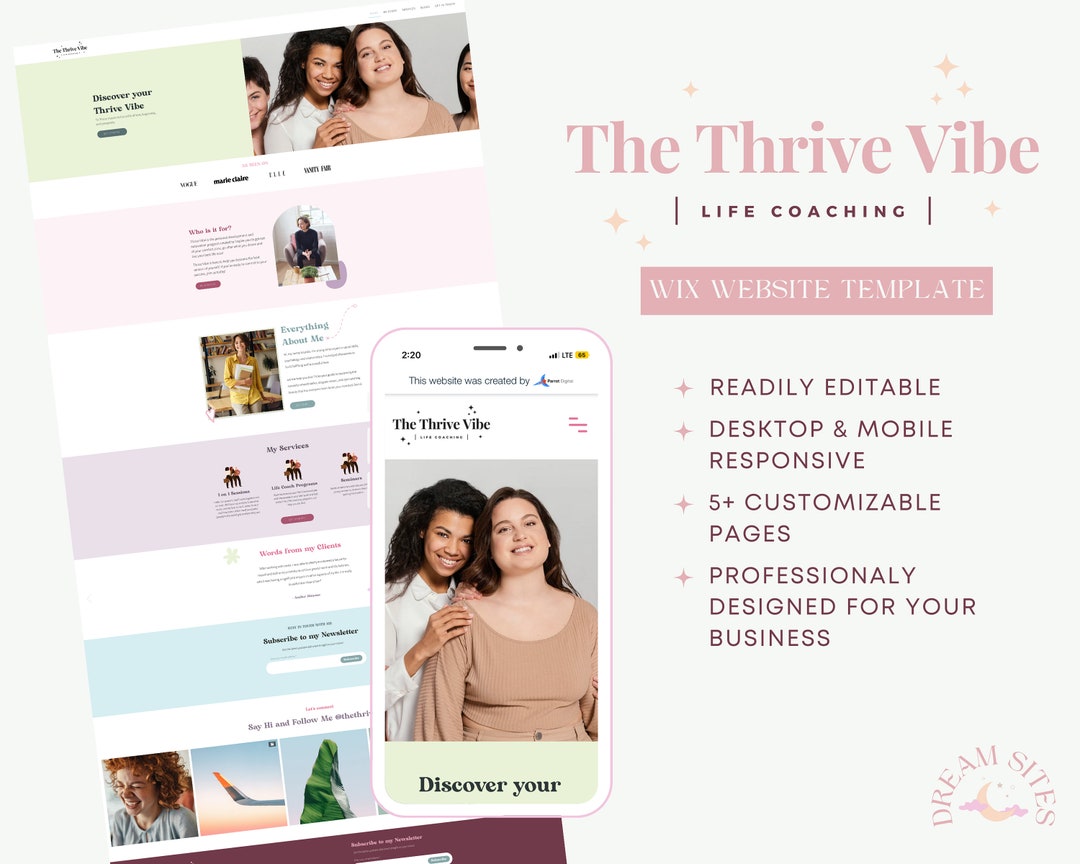 The Thrive Vibe Wix Template | Website Template for Life Coaches | Clean and Simple | Life ...