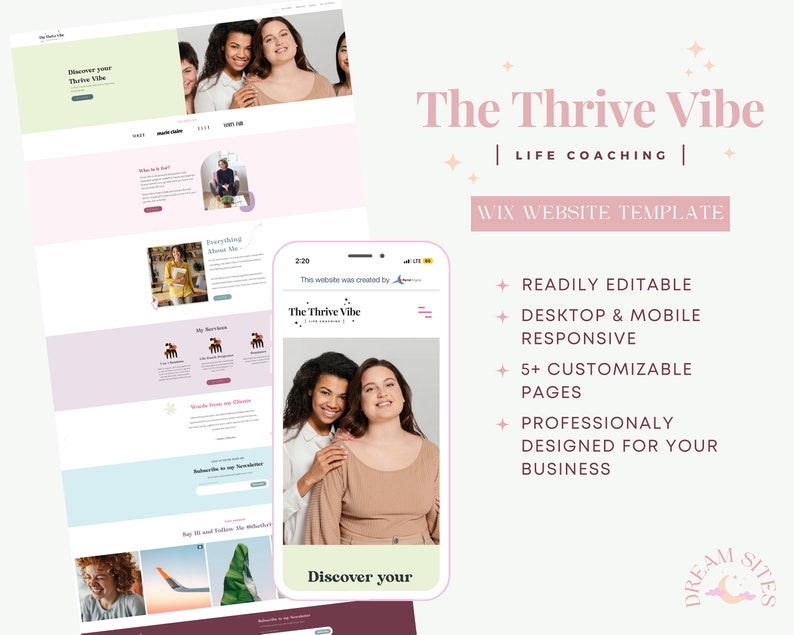 The Thrive Vibe Wix Template | Website Template for Life Coaches ...