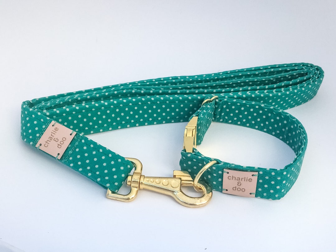 Turquoise Collar and Lead Set for Dogs. Wax Treated. Quick Release ...