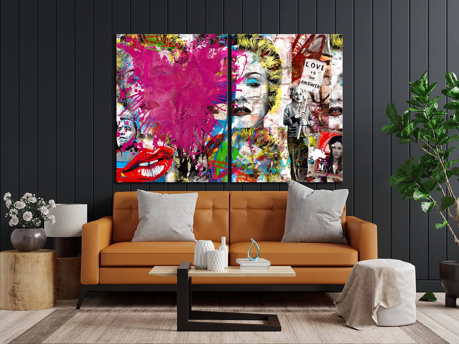 Banksy Collage Wall Art Print Modern Graffiti Wall Art Marilyn Painting ...