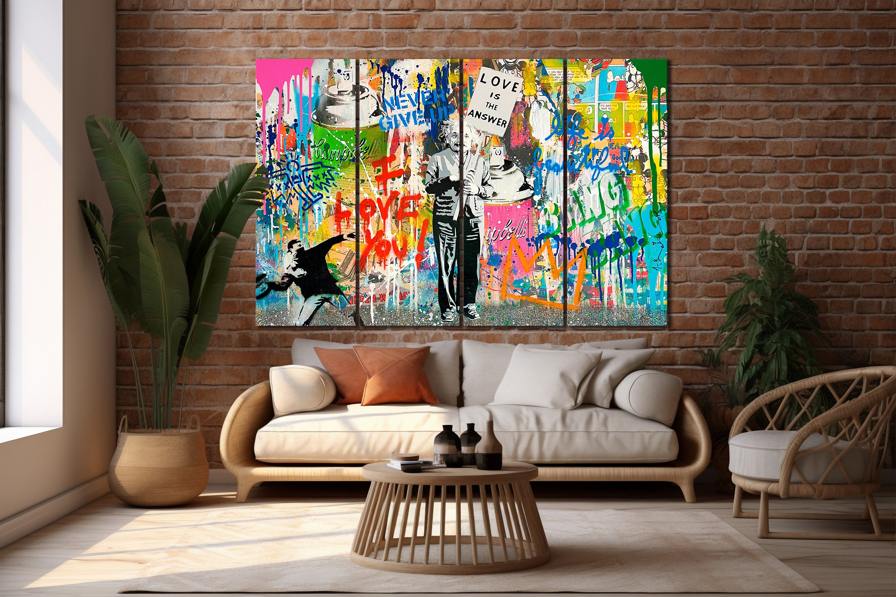 Life is Beautiful Banksy Wall Art Print Colorful Street Graffiti Wall ...