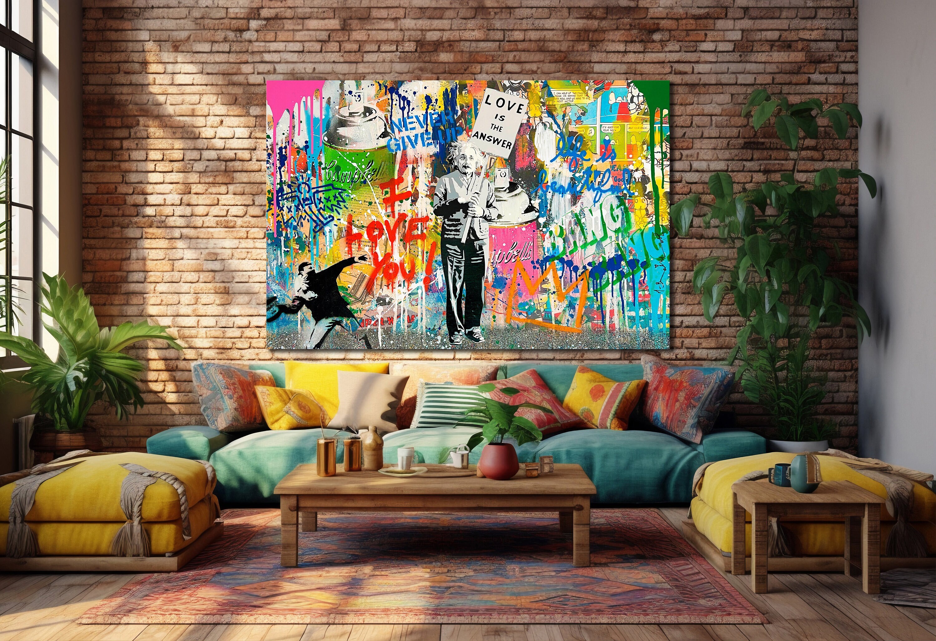 Life is Beautiful Banksy Wall Art Print Colorful Street Graffiti Wall ...