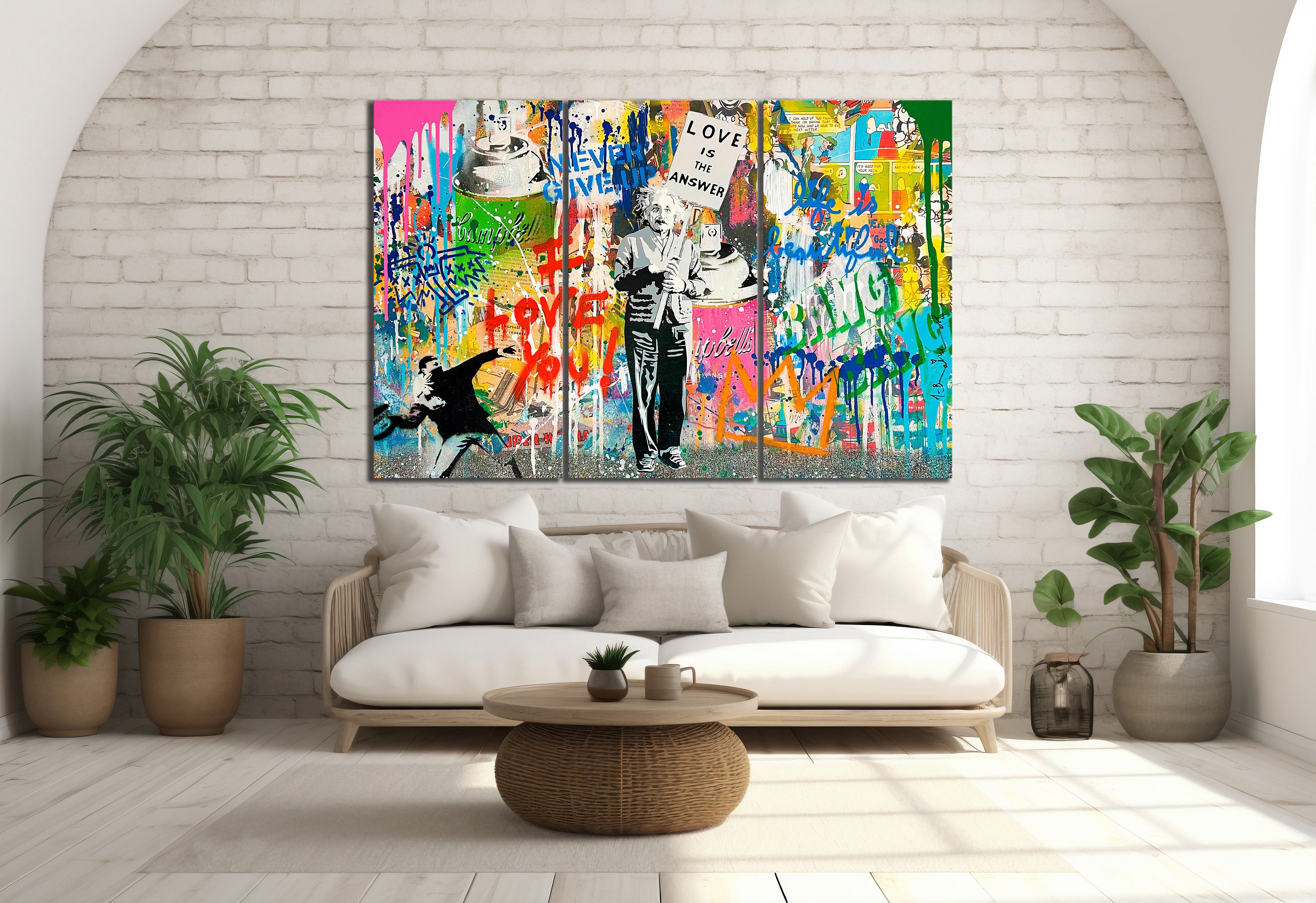Life is Beautiful Banksy Wall Art Print Colorful Street Graffiti Wall ...