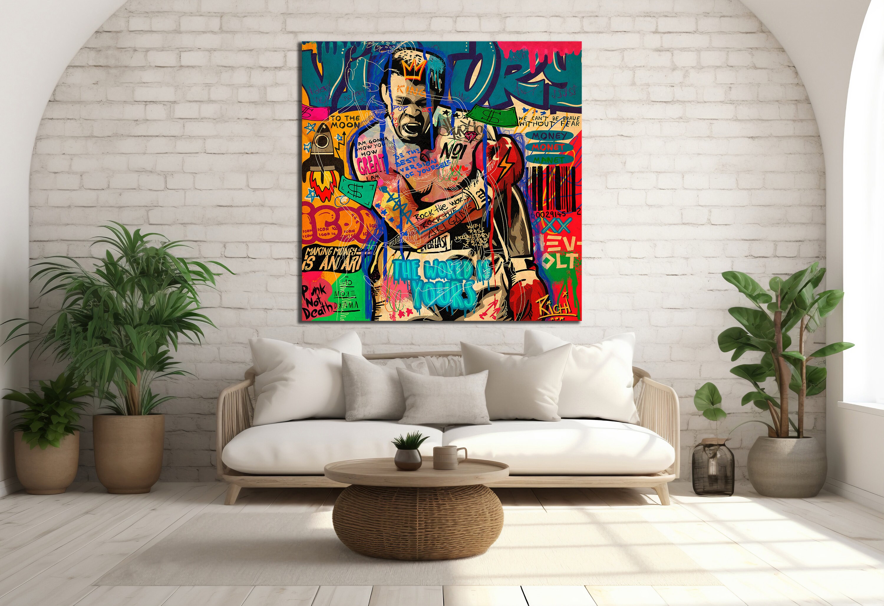 Colorful Wall Art Print Muhammad Ali Poster Graffiti Wall Art Canvas ...