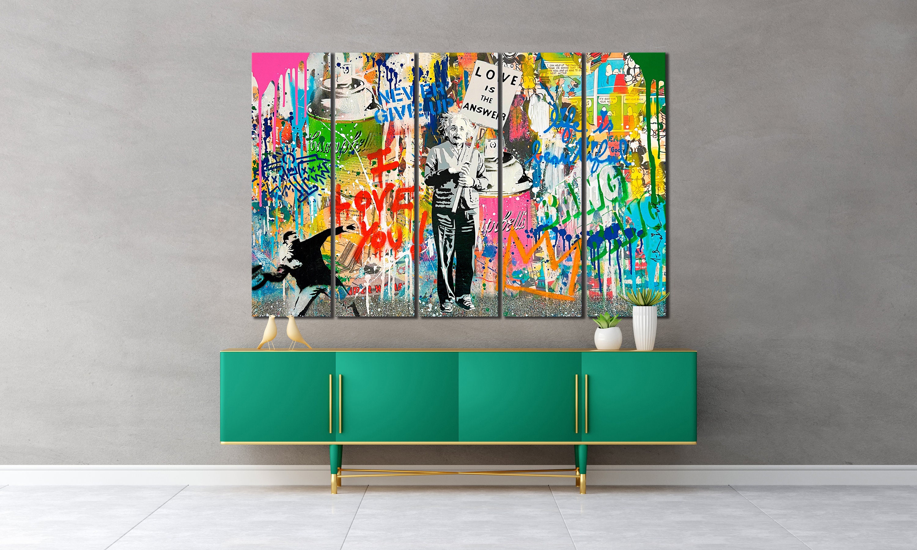 Life is Beautiful Banksy Wall Art Print Colorful Street Graffiti Wall ...