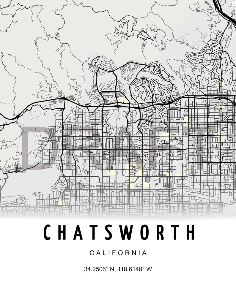 Map of Chatsworth, California, High Res, JPG, PNG, Webp - Etsy