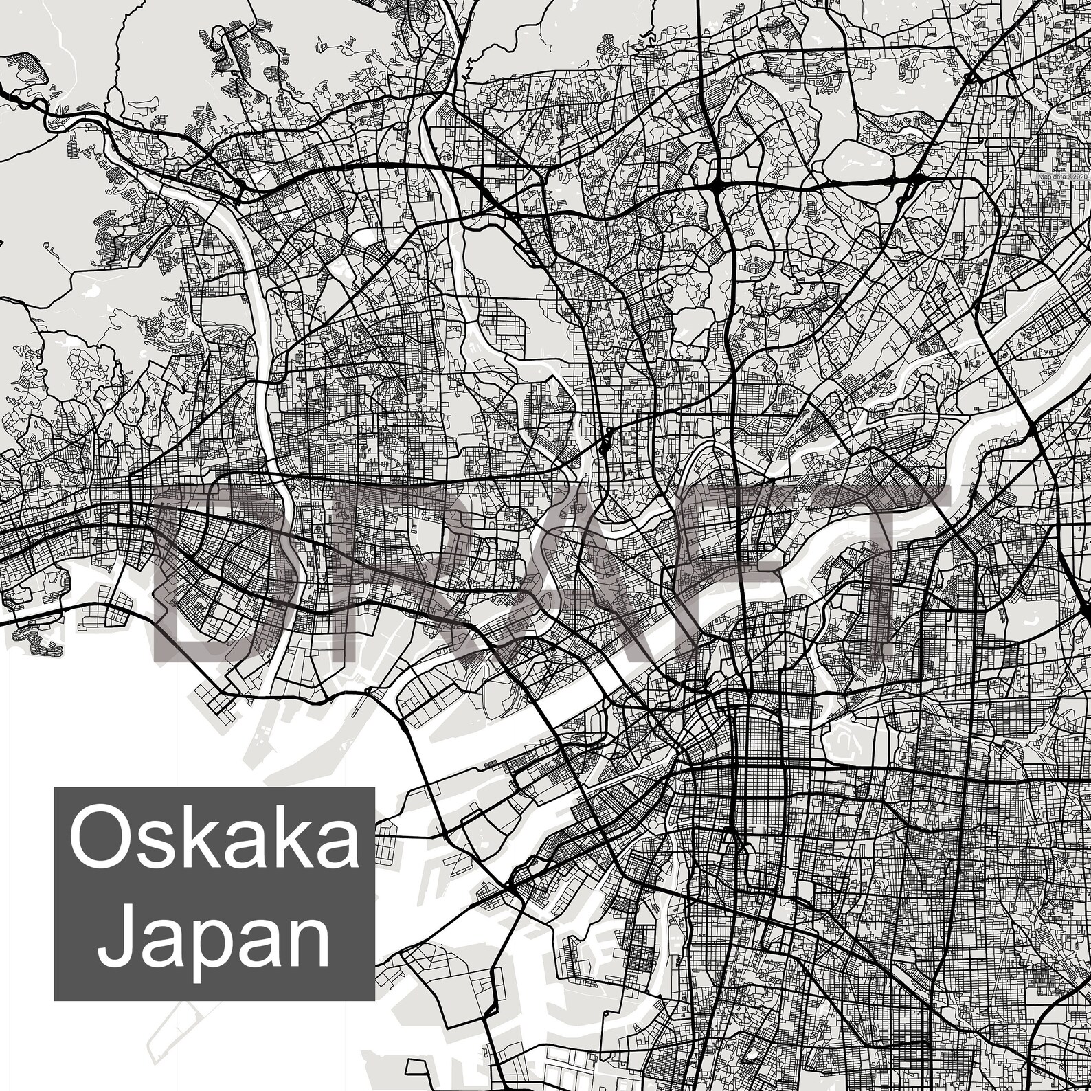Mapa de Osaka Japón, Alta Resolución, PNG, JPG, WEBp - Etsy España