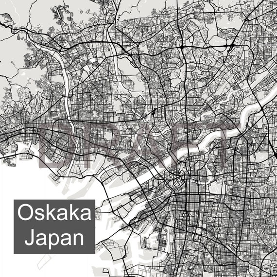 Mapa de Osaka Japón Alta Resolución PNG JPG WEBp - Etsy España