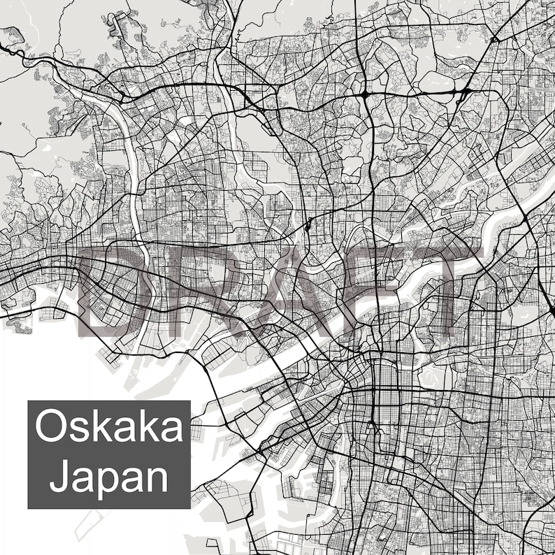 Map of Osaka Japan, High Resolution, PNG, JPG, Webp - Etsy