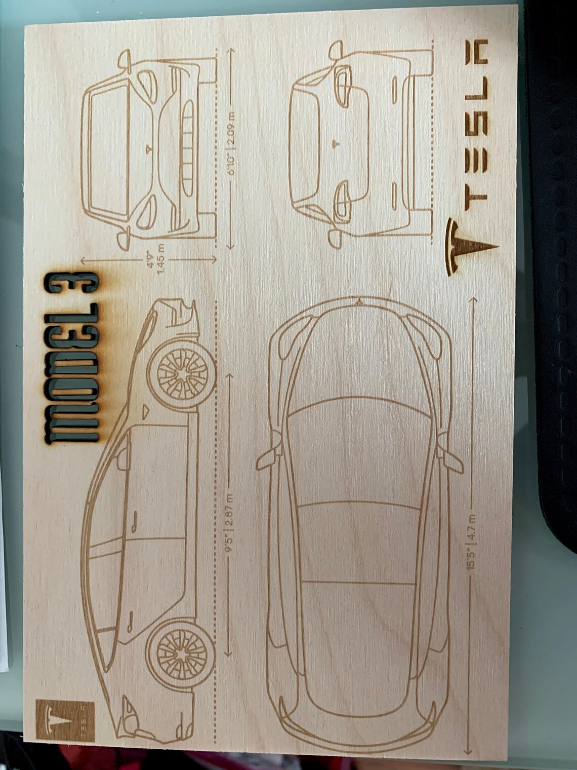 Tesla Model 3 Schematic Engraved on 3mm Birch Plywood - Etsy
