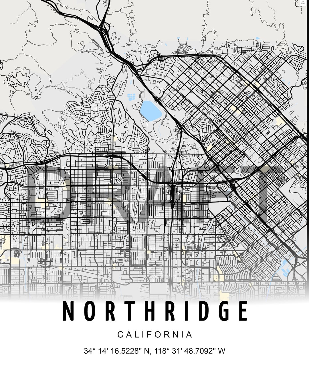 Map of Northridge California, PNG, Webp - Etsy