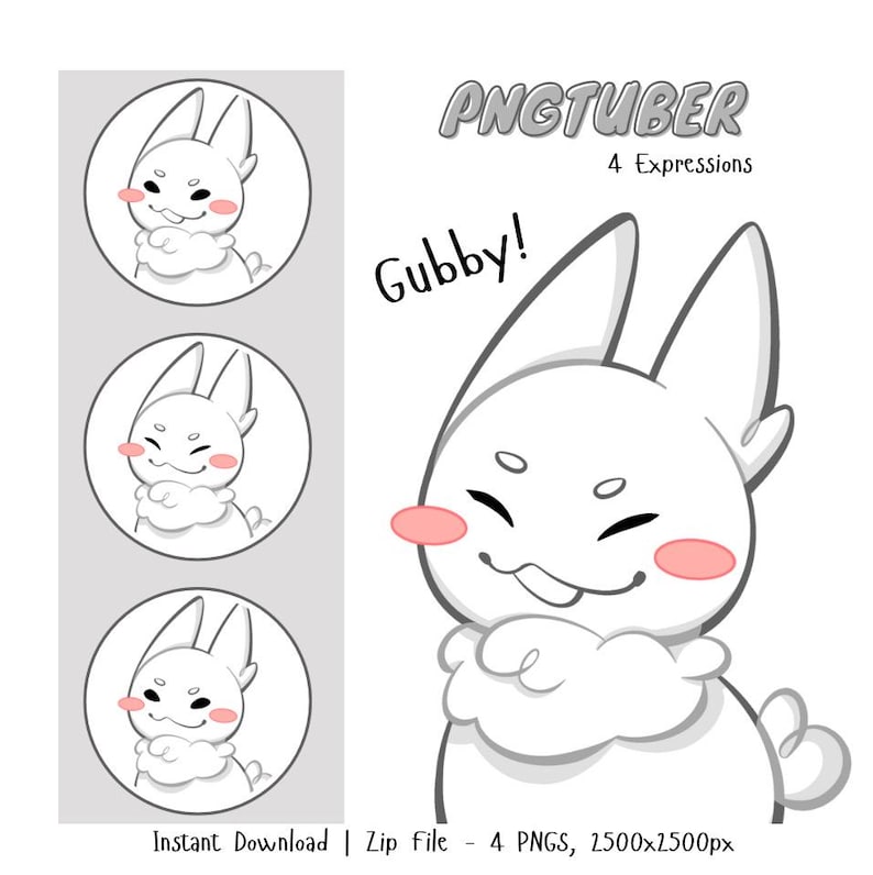 Gubby Bunny Pngtuber | Forsaken Fanart - Etsy