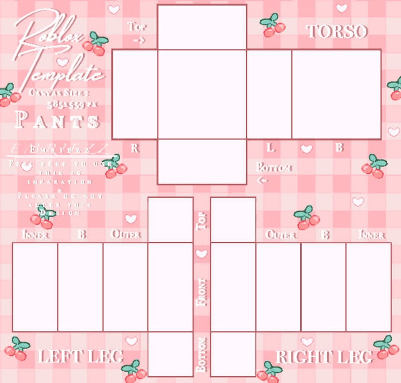 Roblox Clothing Template || Shirt & Pants || Pink Cherry Background - Etsy
