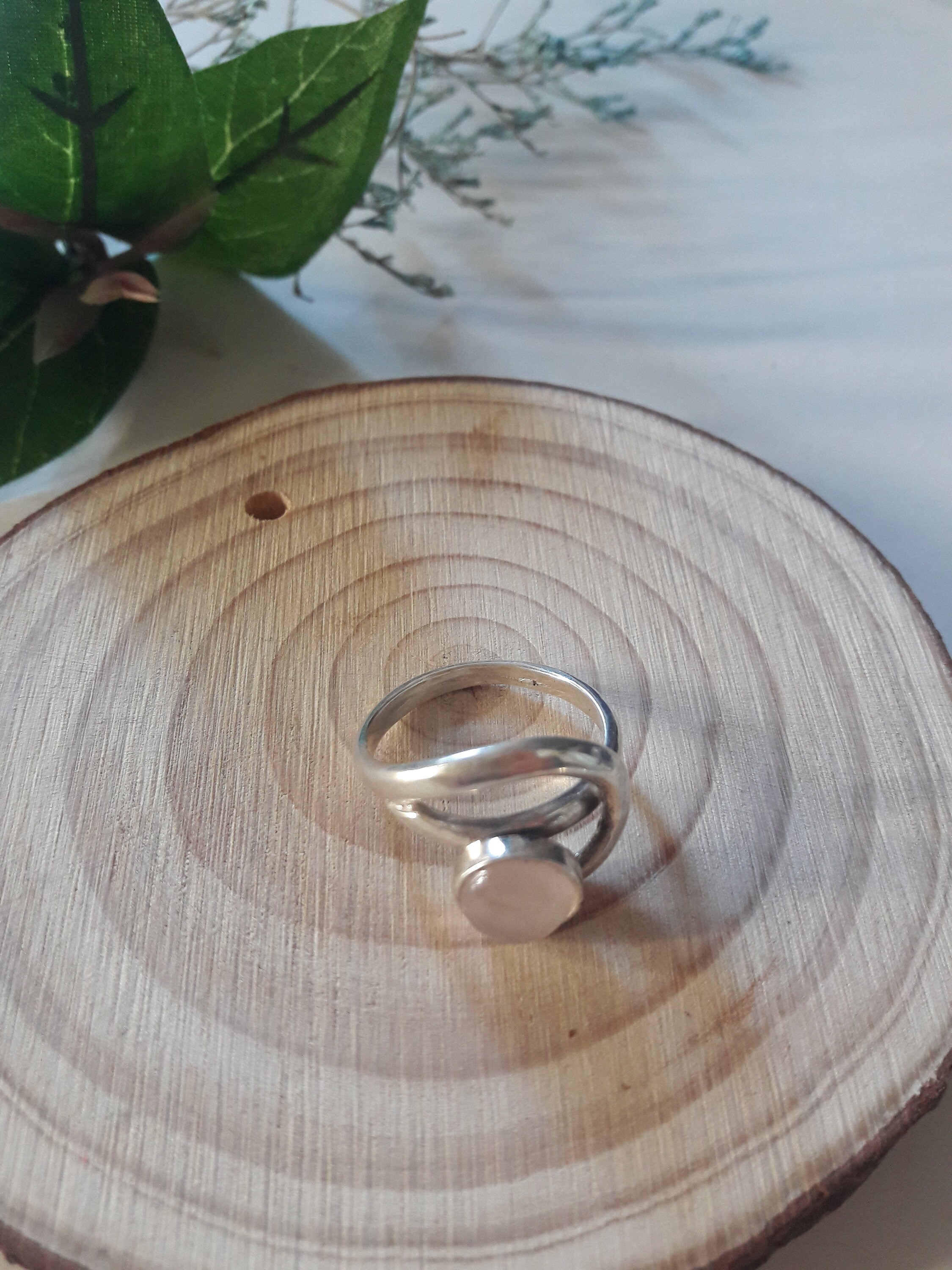 Natural Pink Quartz Solid 925 Round Ring for Women, Minimalist Handmade ...