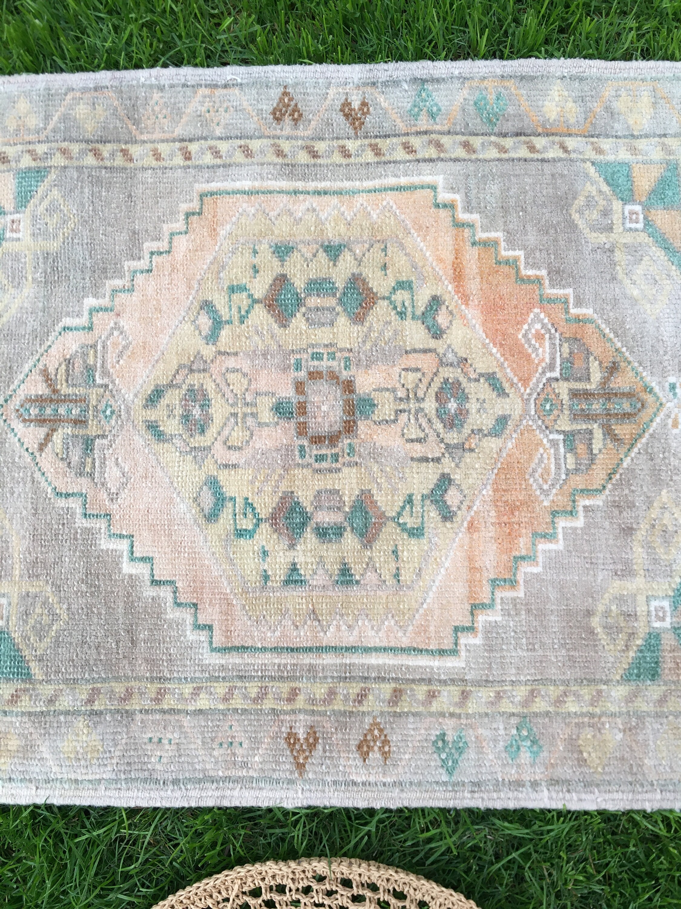 2x3 Vintage Small Rug for Bathroom Brown Green Beige | Etsy