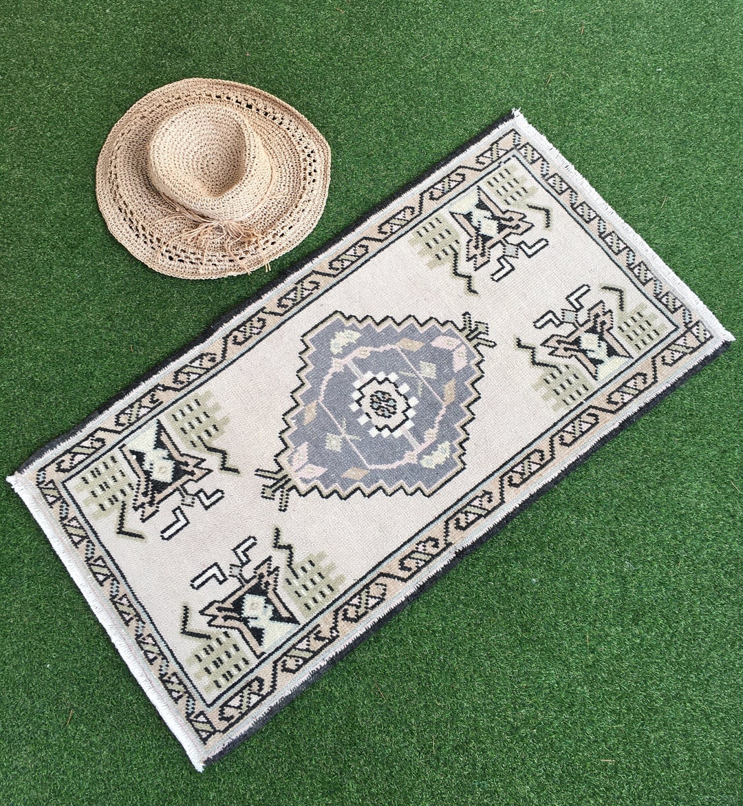 2x3 Turkish Rug, Faded Lilac, Black, Green, Pink, 1.7x3.3 Ft. Shedu AD ...