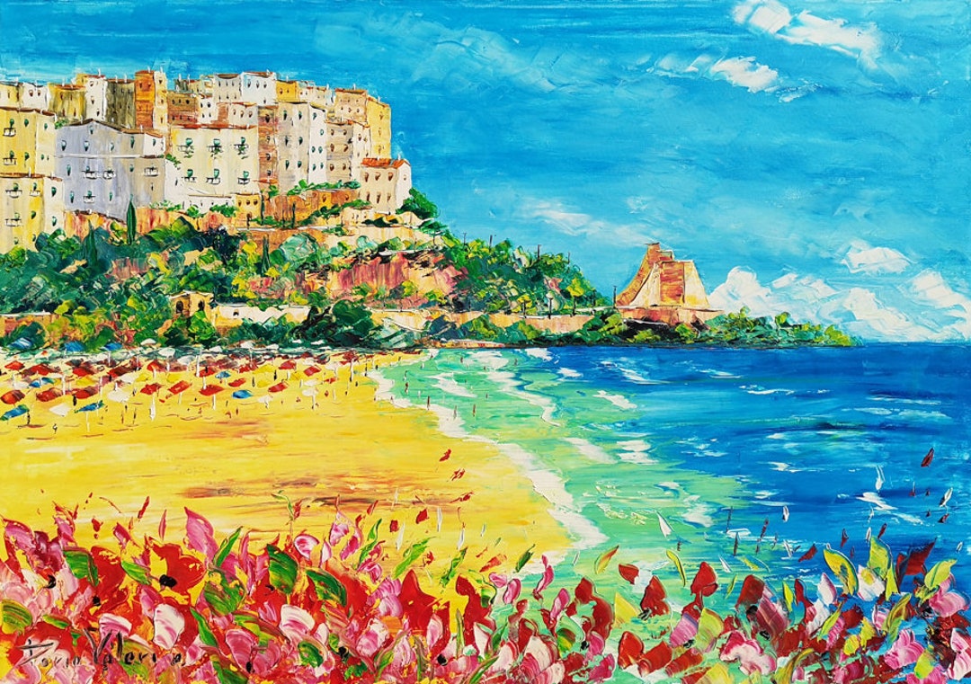 Sperlonga, Lazio, Italy, Large Oil Painting on Canvas, Wall Art ...