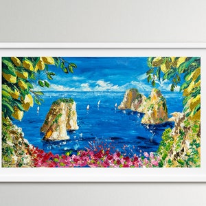 Capri Faraglioni, Amalfi Coast, Positano, Italy, Oil Painting on Canvas ...