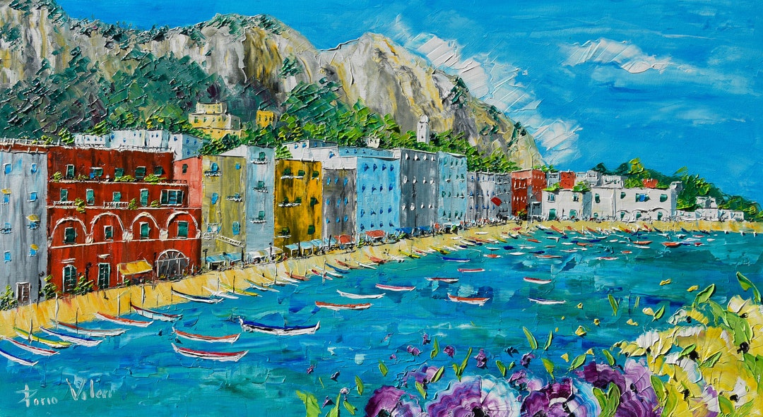 Marina Grande Capri, Faraglioni Capri, Amalfi Coast, Oil Painting on ...