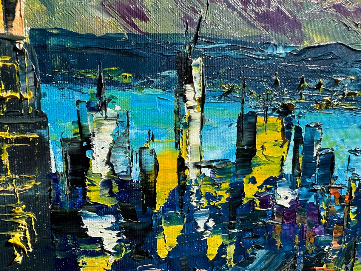 New York Empire State Building USA, Palette Knife Oil on Canvas ...