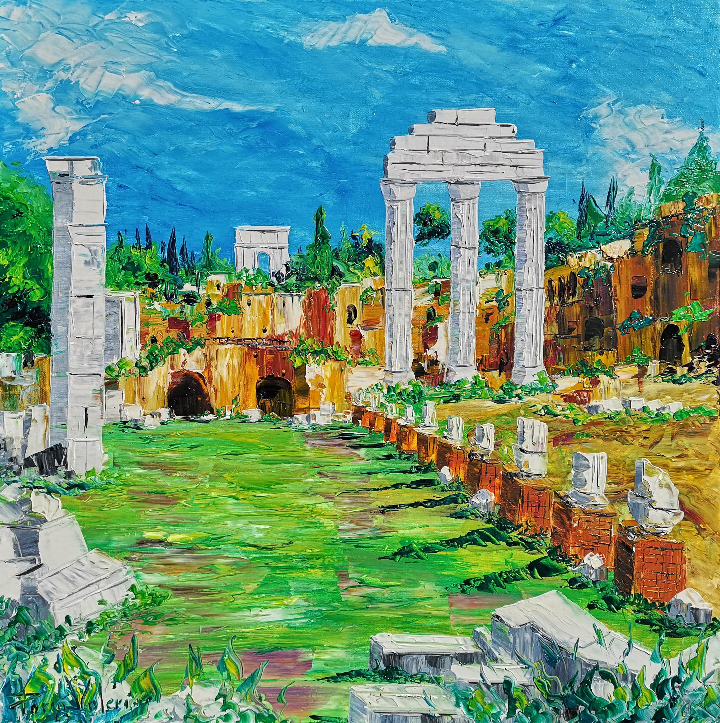 Roman Forum, Roma, Italy, Colosseum, Saint Peter's, Vatican, Oil ...