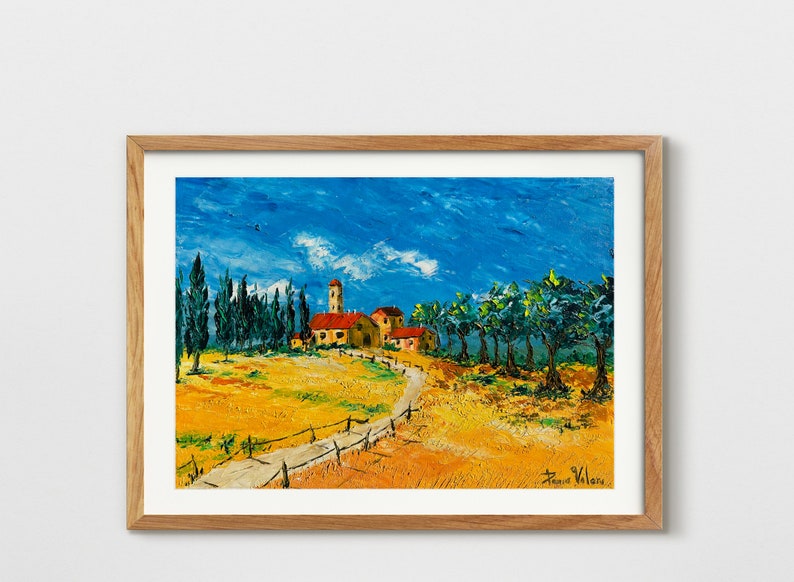 Tuscany Wheat Field Landscape, Tuscany, Italy, Oil Painting on Canvas ...
