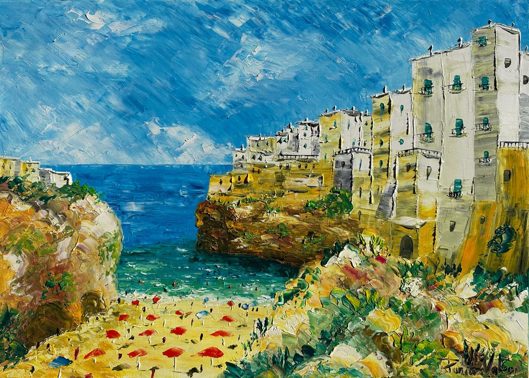 Polignano a Mare, Puglia, Italy Painting on Canvas, Oil Painting, Gift ...