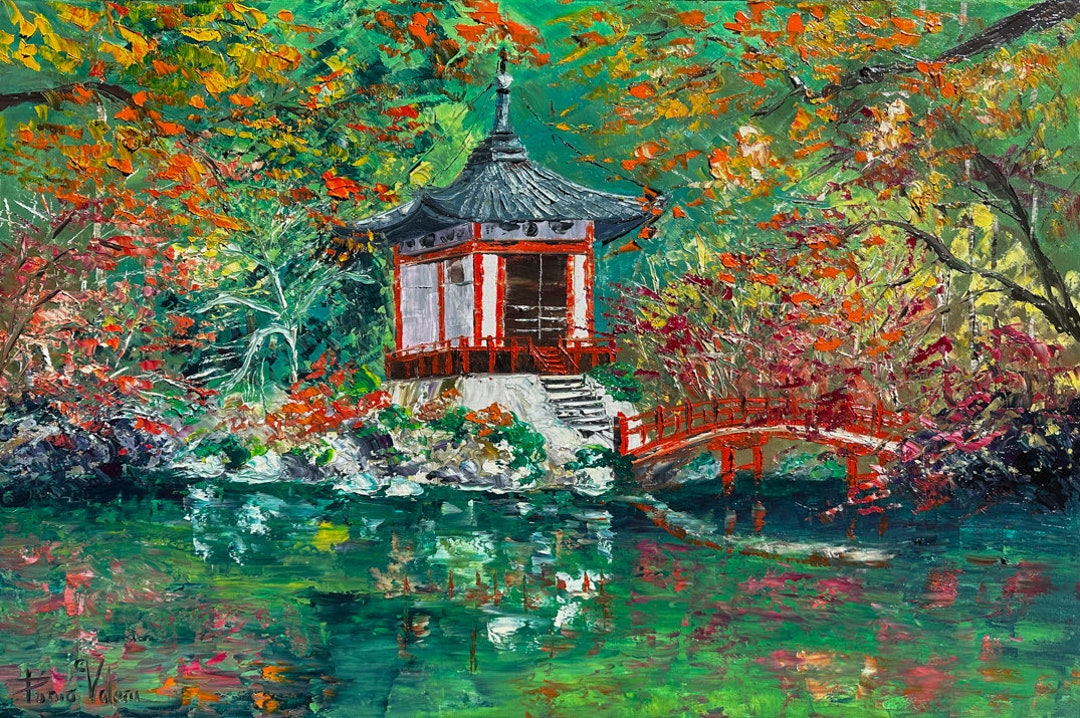 Daigo Ji Temple Kyoto, Japan, Japanese Art, Painting on Canvas, Oil ...