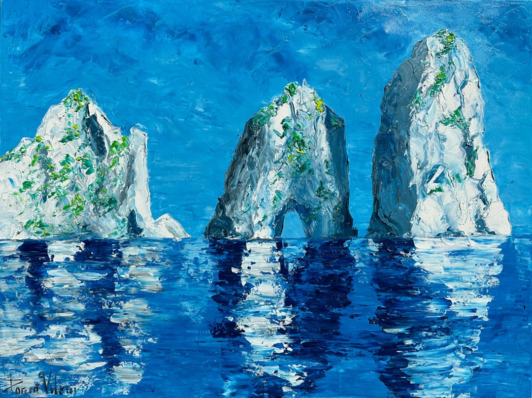 Faraglioni Di Capri,amalfi Coast, Italy, Oil Painting on Canvas, Gift ...