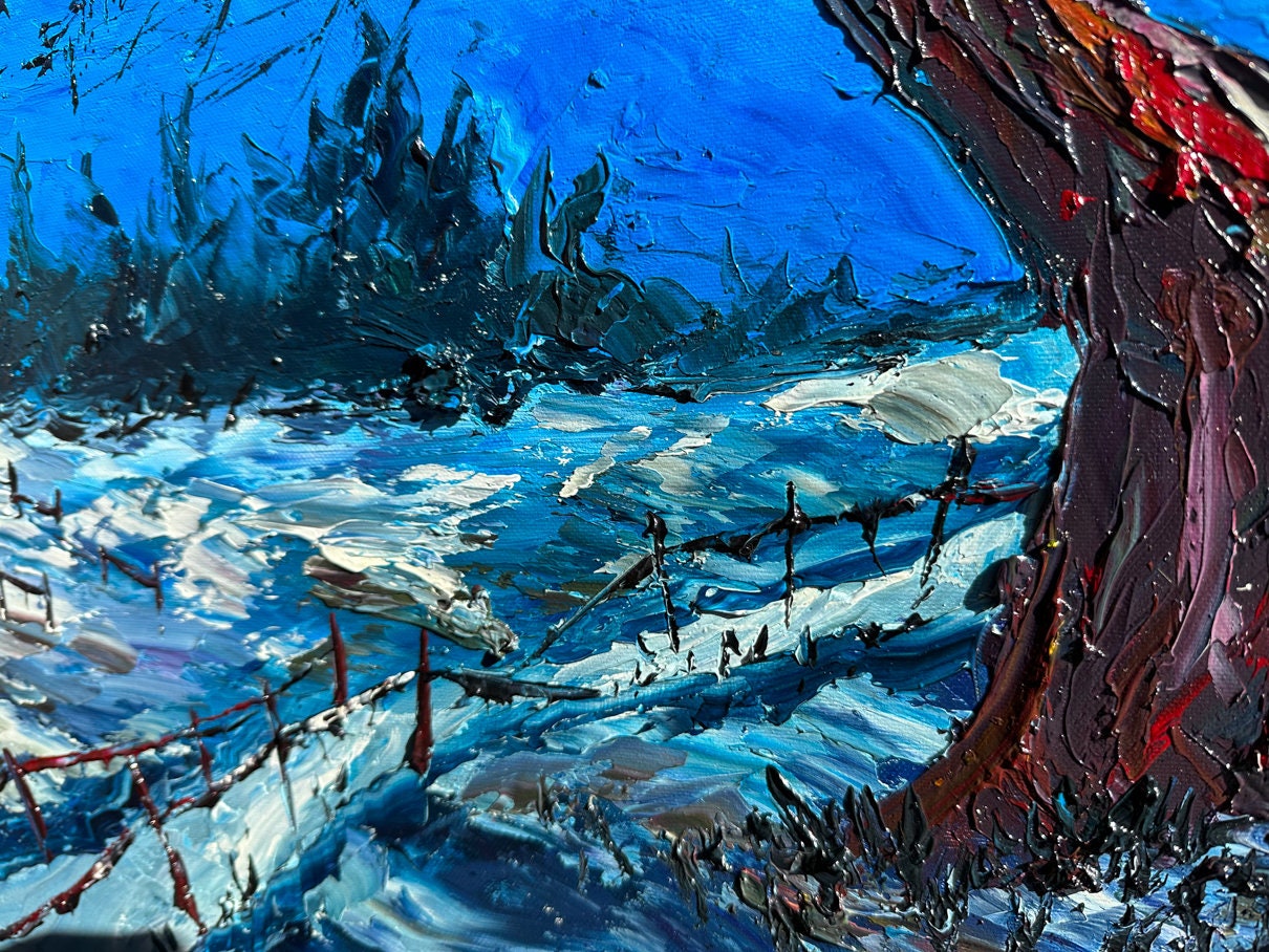 Tuscany Moonlight Painting, Nature Art, Italy, Palette Knife Oil ...