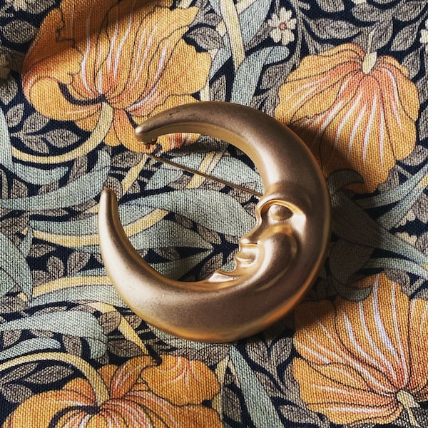 Crescent Moon Brooch - Etsy