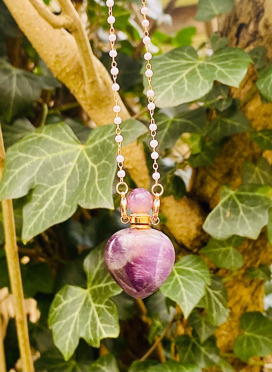 Amethyst Crystal Perfume Spell Bottle Necklace - Etsy