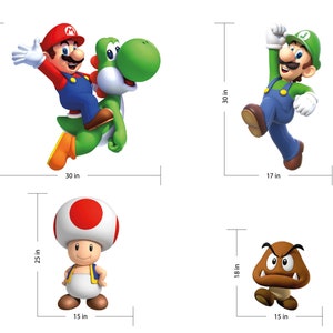 Mario Bros Pack of 4 Stickers Wall Decal Wall Mural Stickers Design ...