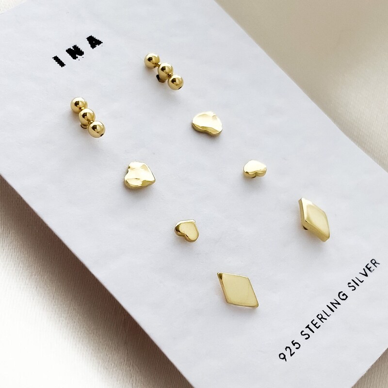 Gold Stud Earrings - Etsy