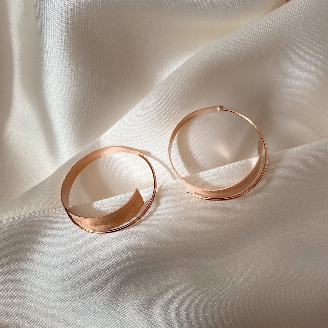 Rose Gold Earrings , Rose Gold Hoops , Rose Gold Hoop Earrings , Rose ...