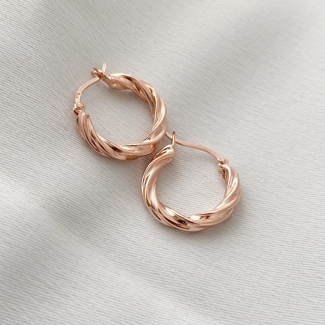 Rose Gold Earrings , Rose Gold Hoops , Rose Gold Hoop Earrings , Rose ...