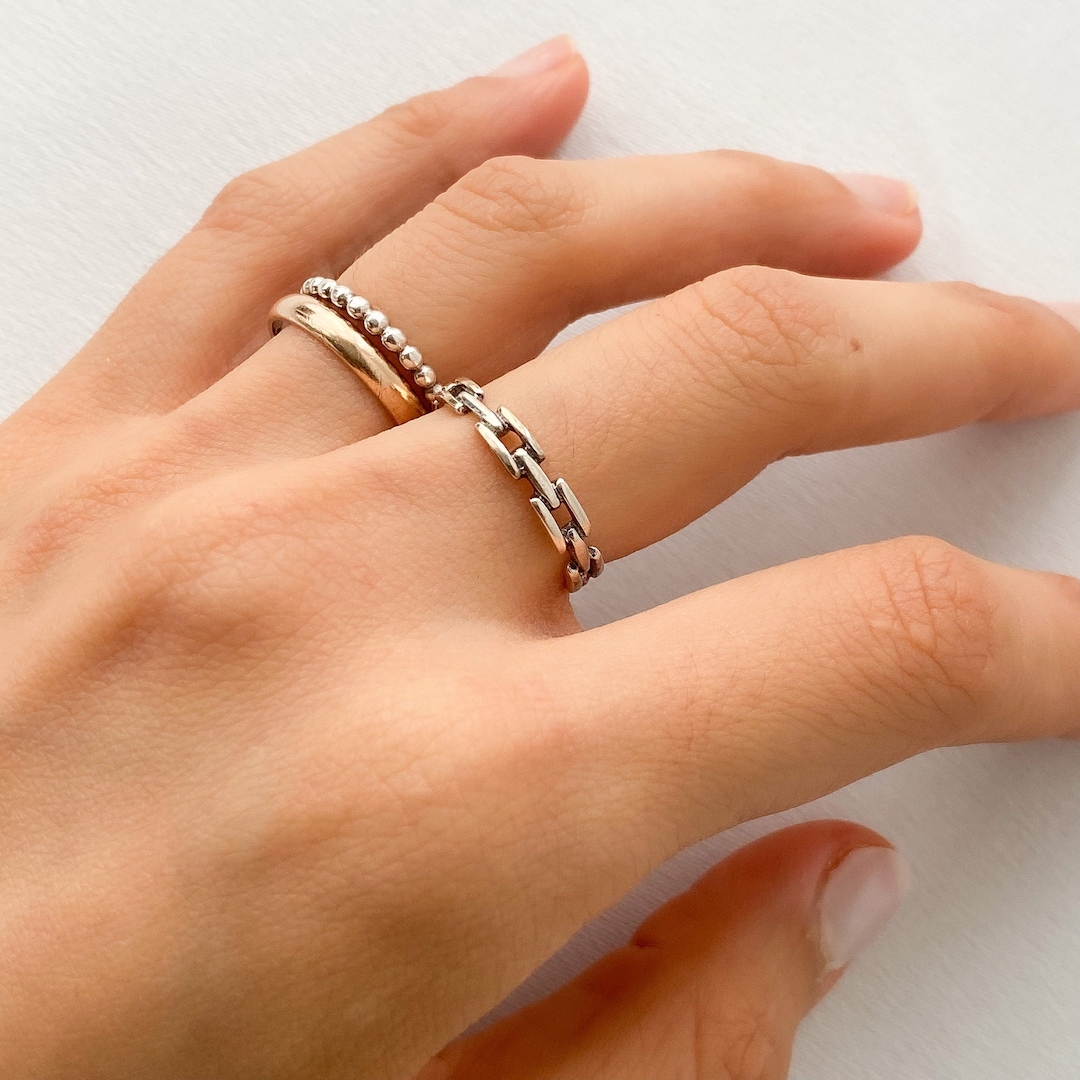 Silver Chain Ring | Sterling Silver Ring | Dainty Ring | Minimalist ...