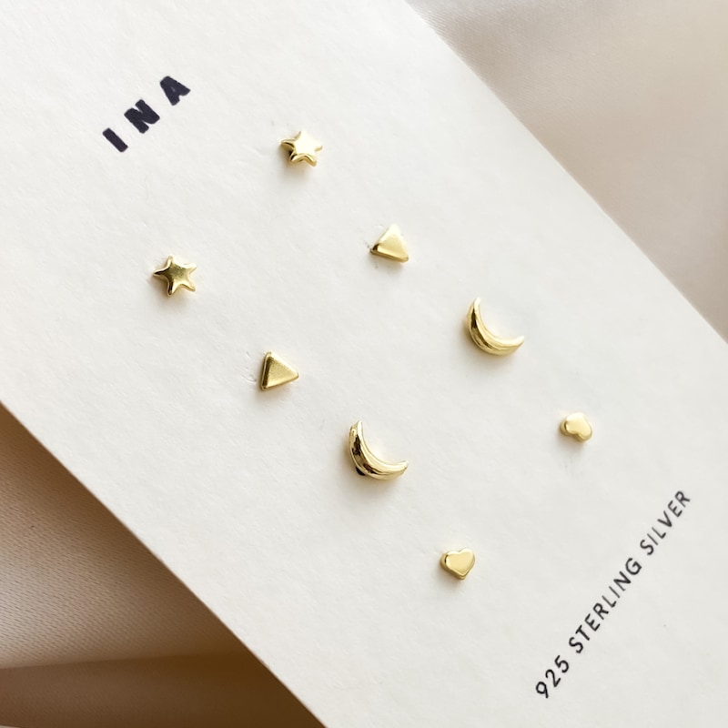 Gold Stud Earrings - Etsy