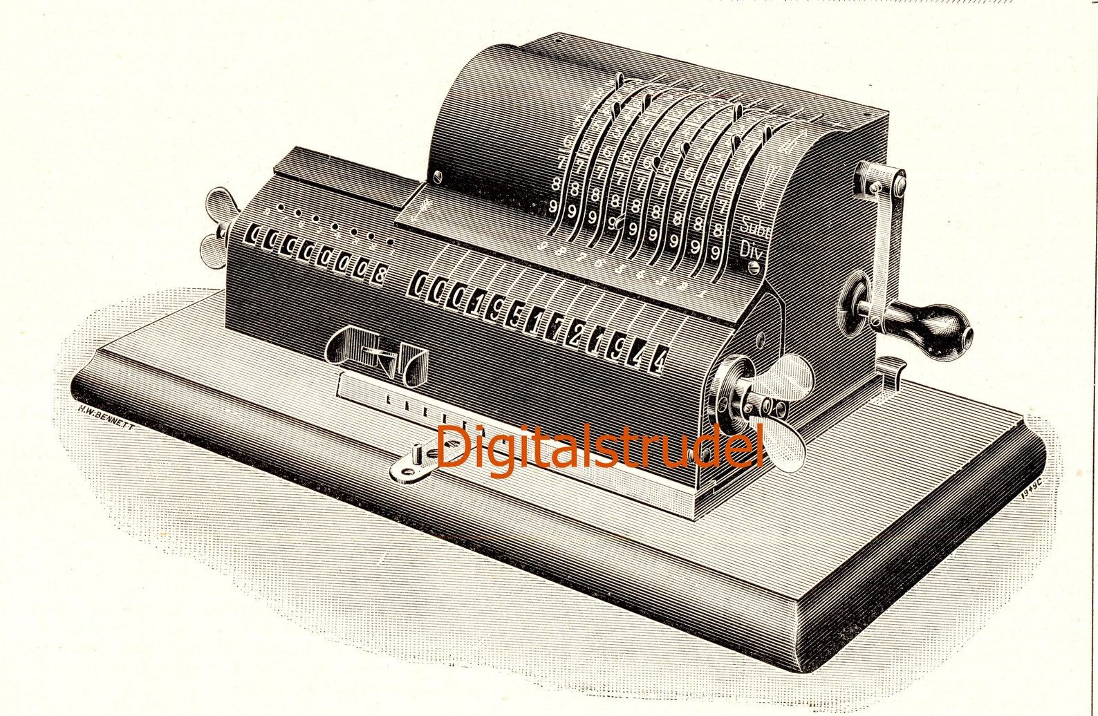 Antique Print of the Brunviga Mechanical Calculator - From 1889 ...