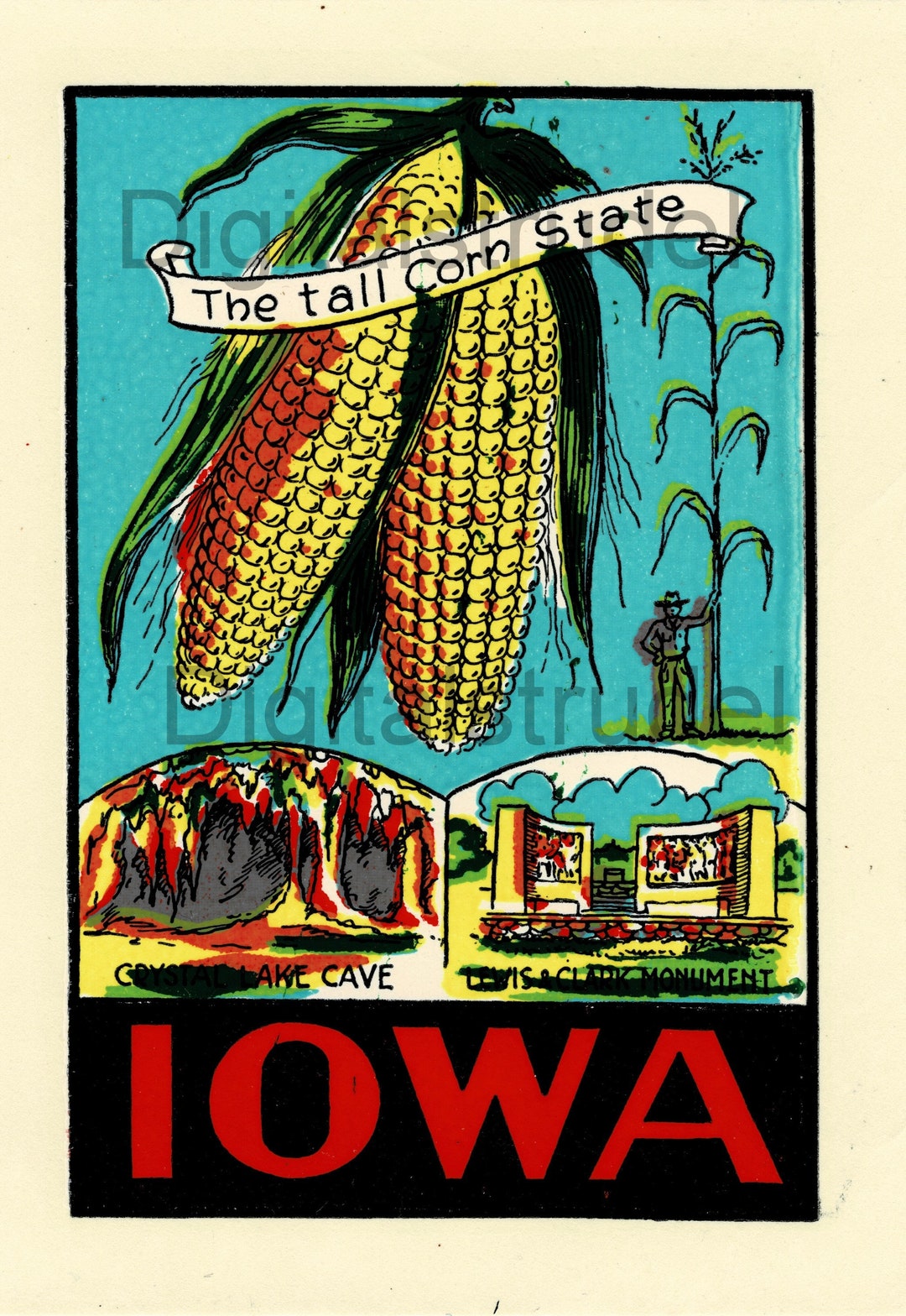 Vintage IOWA Decal - the Tall Corn State - DIGITAL DOWNLOAD - Etsy